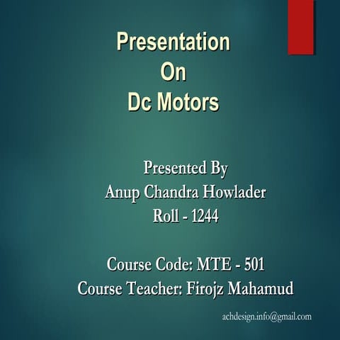 Presentation On Dc Motors | PPT