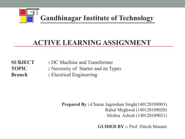 Dc motor starters | PPT