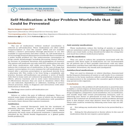 Self-Medication: a Major Problem Worldwide that Could be Prevented ...