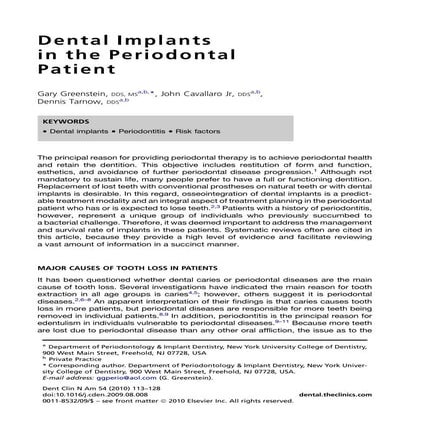Dcna dental mplants in periodontal pt | PDF