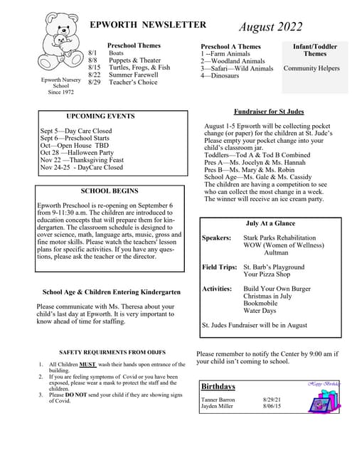 Class news letter | DOC