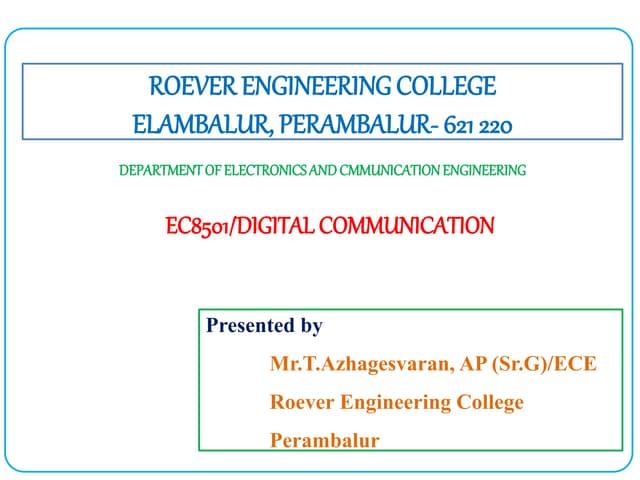 Digital Communications Lecture 1 | PDF