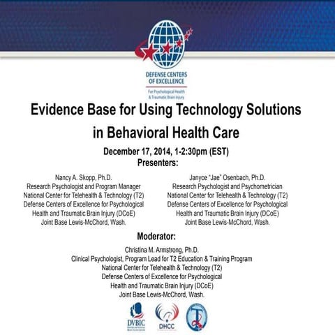 Evidence Base for Using Technology Solutions in Behavioral Health Care ...