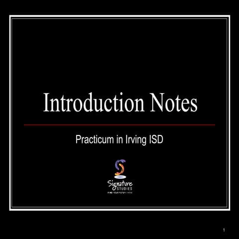 Introduction Notes Irving ISD | PPT