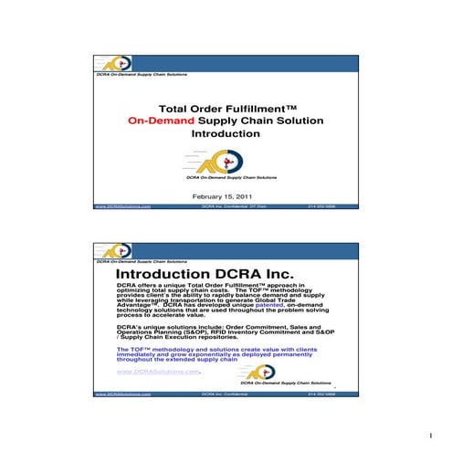 DCRA Inc. Supply Chain S&OP Solutions Summary | PDF