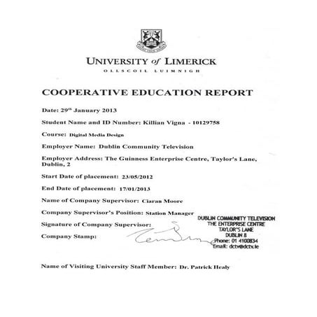 Dctv co op report | PDF