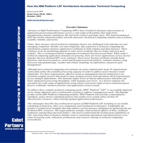 How the IBM Platform LSF Architecture Accelerates Technical Computing | PDF