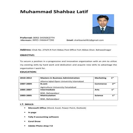 M Ismail Sohail S CV | DOC