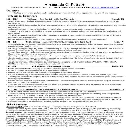 Amanda Potter Resume 2015_ Data Analyst Resume | DOCX | Home Financing | Personal Debt