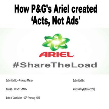 How P&G's Ariel created ‘Acts, Not Ads' | PPTX