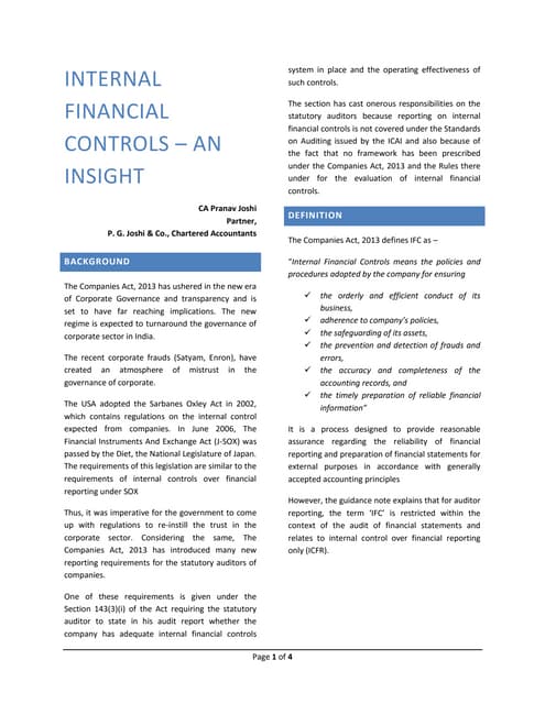 IFC - Internal Financial Control | PPTX | Business Utilities | Business