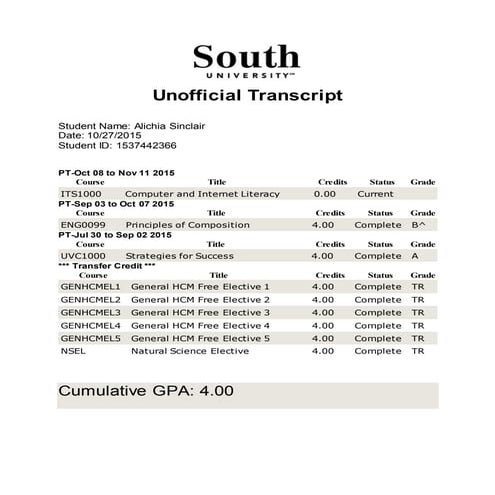 Unofficial Transcript | DOCX