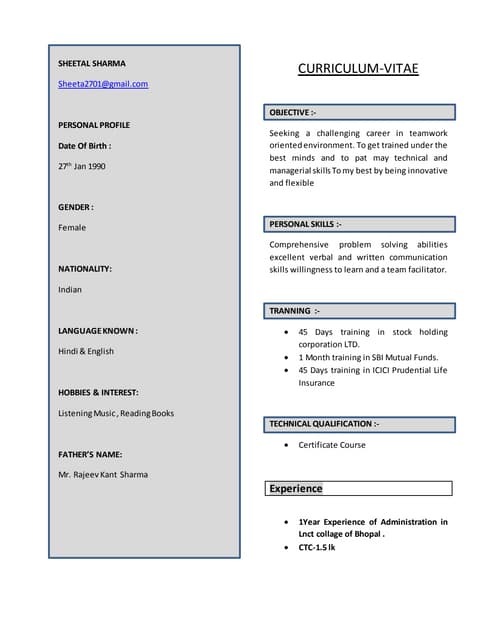 CURRICULAM VITAE | DOC