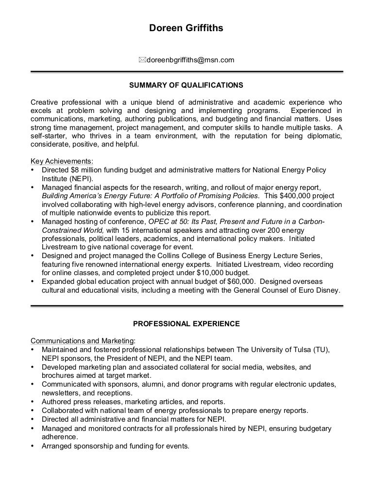 Doreen Griffiths LinkedIn Resume