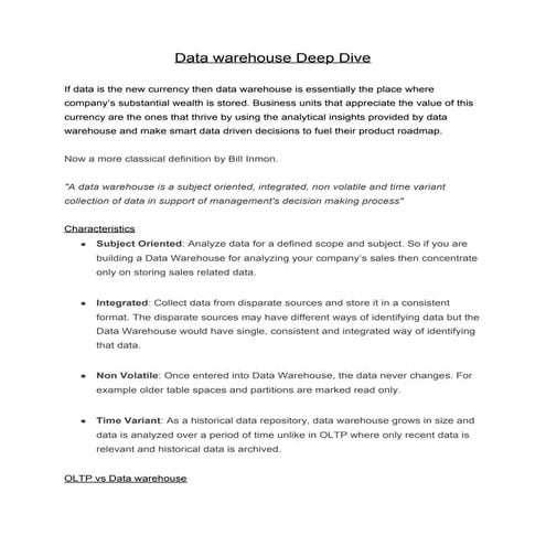 Introduction to data warehouse | PPTX