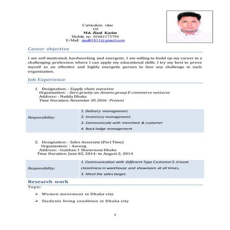 CV of Ziaul Karim | DOCX
