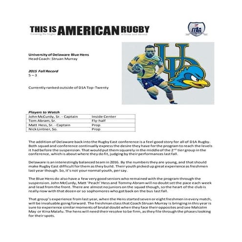 Delaware Preview | DOCX | Rugby Union | Rugby