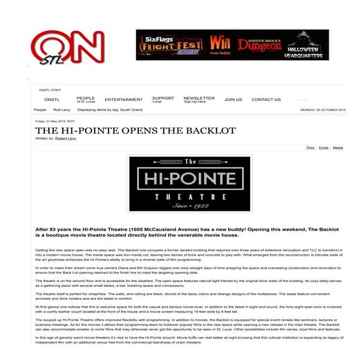 The Hi-Pointe Opens The Backlot - St. Louis | PDF | Theater Venues ...