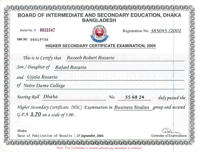 HSC Certificate275 | PDF