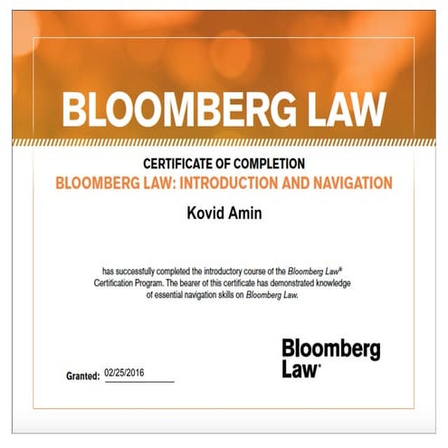 Bloomberg certificate | PPT