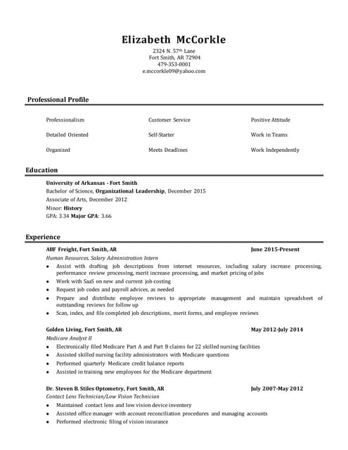 Elizabeth McCorkle Resume | PDF Elizabeth McCorkle Resume | PDF