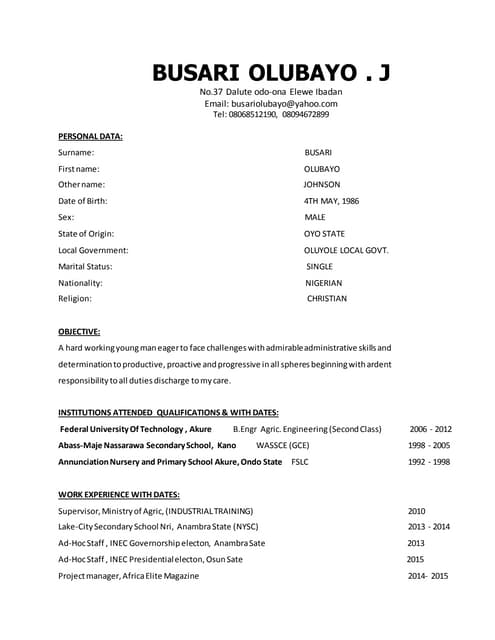 Olatunji resume | PDF | Education