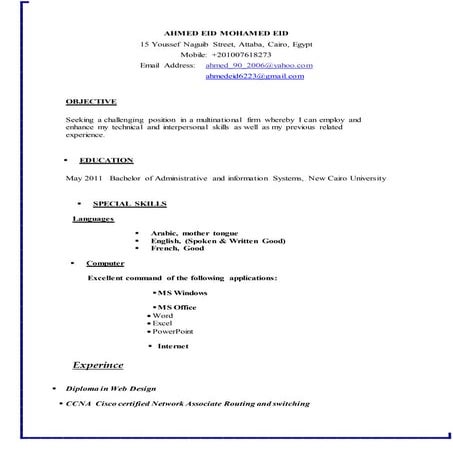 Ahmed Eid cv | DOCX