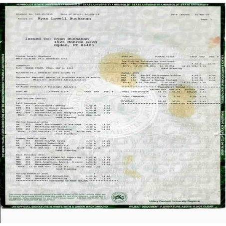 HSU MBA Transcripts | PDF