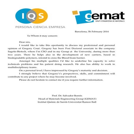 Reference Letter (University of Twente) GREGORY COUE | PDF