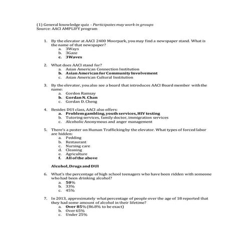 5_Group General knowledge quiz | PDF