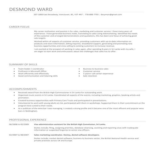 Desmond Ward Resume | PDF