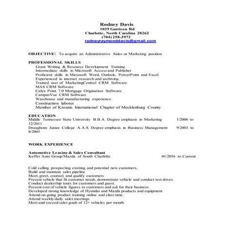 Darrell A Resume | DOCX