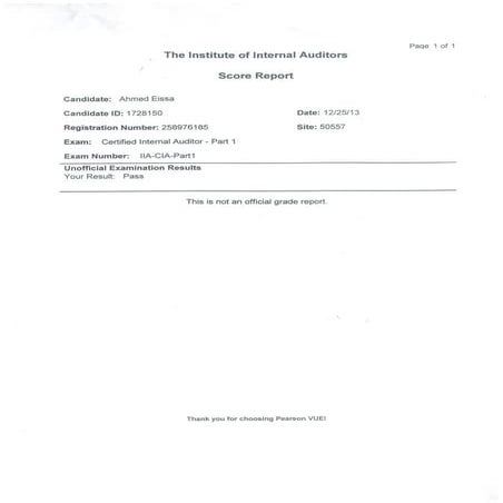 CIA Part One Score Report | PDF