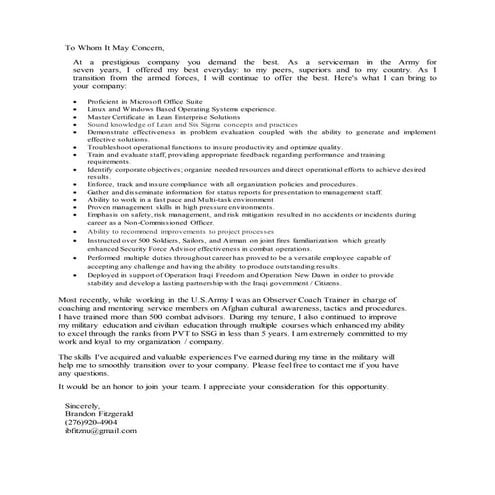 Adam Brown Cover Letter | PDF