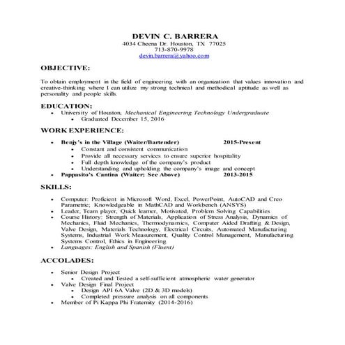 DEVIN RESUME 2017 | DOCX