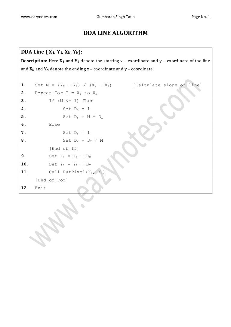 Dda Line Algorithm