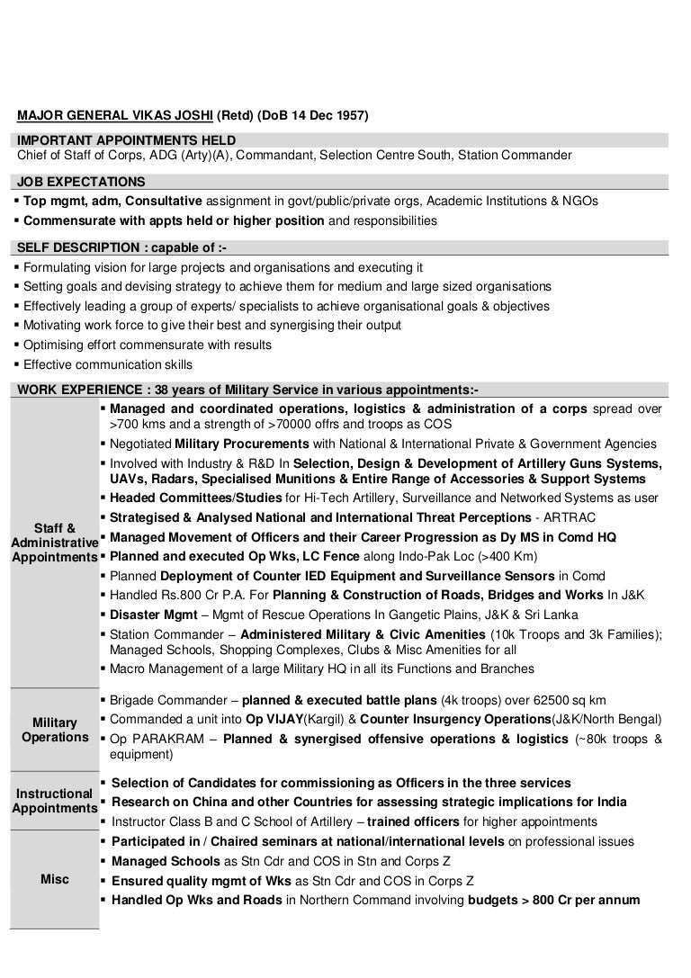 CV - MAJOR GENERAL VIKAS JOSHI 2