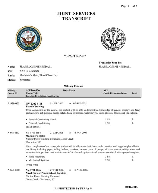 Military transcript | PDF