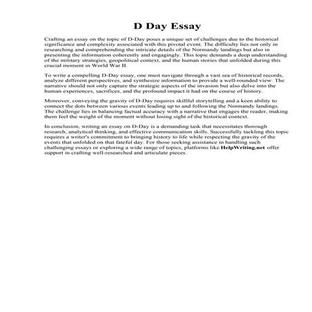 D Day Essay. D-Day, Invasion of Normandy, France World War II Research ...