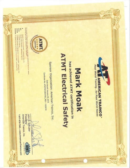 Arc Flash Electrical Safey NFPA 70E Skills and Certification | PDF