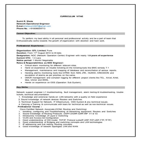 Sumit Shete Resume | DOCX | Computer Networking | Computing