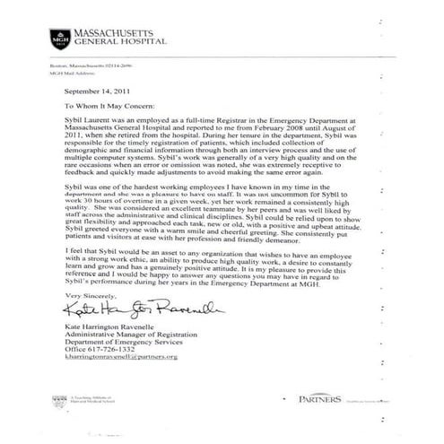 Sybil's MGH Reference Letter | PDF