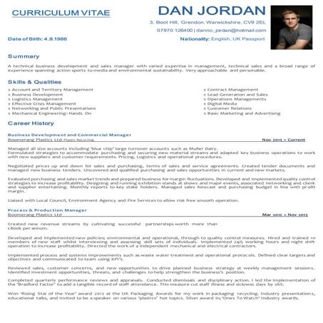 DAN JORDAN CV 26.10.15