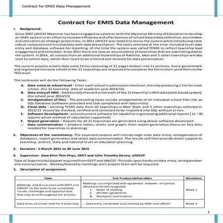 Contract for EMIS data Management | PDF