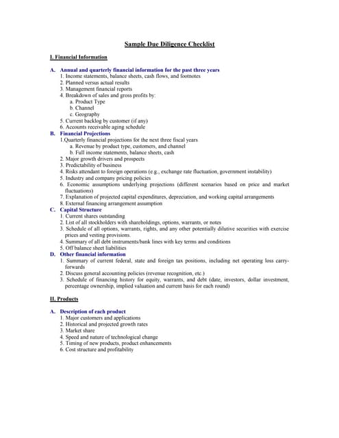 Due Diligence Checklist | PDF