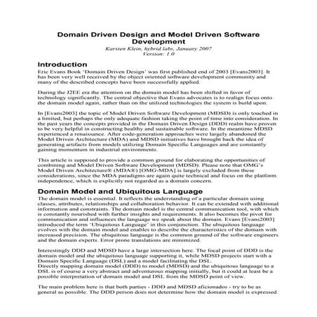 Domain Driven Design and Model Driven Software Development | PDF