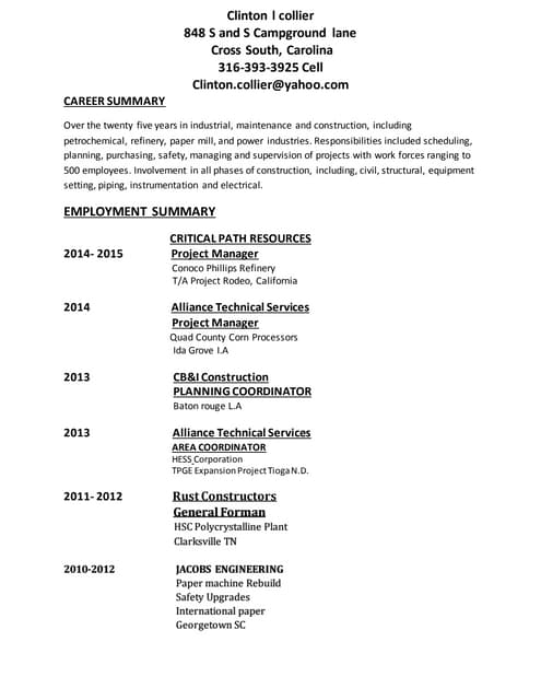 RESUME_CConger | PDF | Civil Engineering Industry | Industries