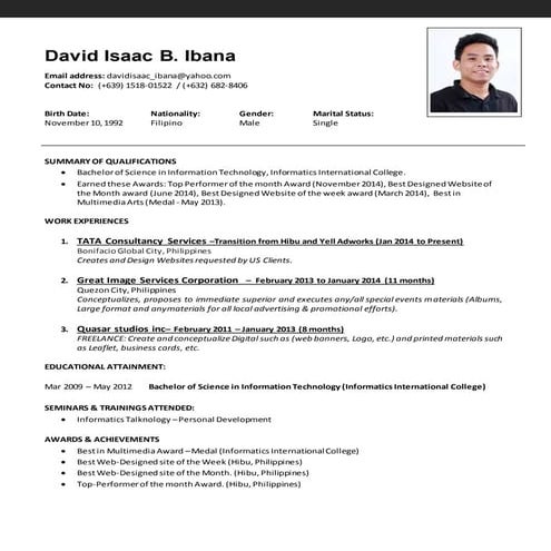 David Isaac Ibana UPDATED CV | PDF