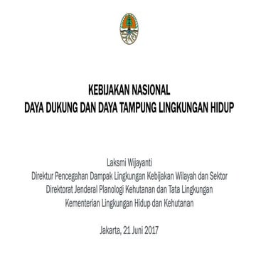 KEBIJAKAN NASIONAL DAYA DUKUNG DAN DAYA TAMPUNG LINGKUNGAN HIDUP | PDF
