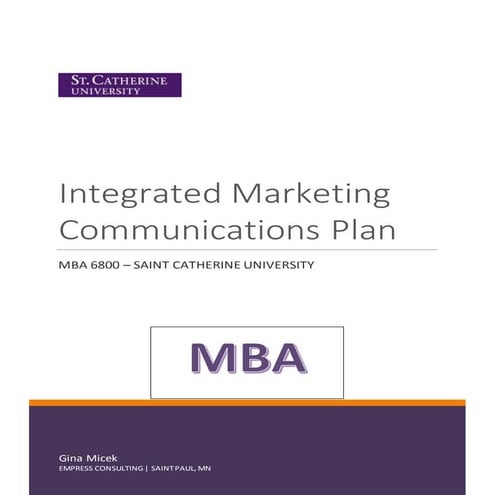 MBA Program IMC Project- Micek | PDF